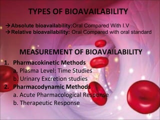 Bioavailability and methods of enhancing bioavailability | PPT