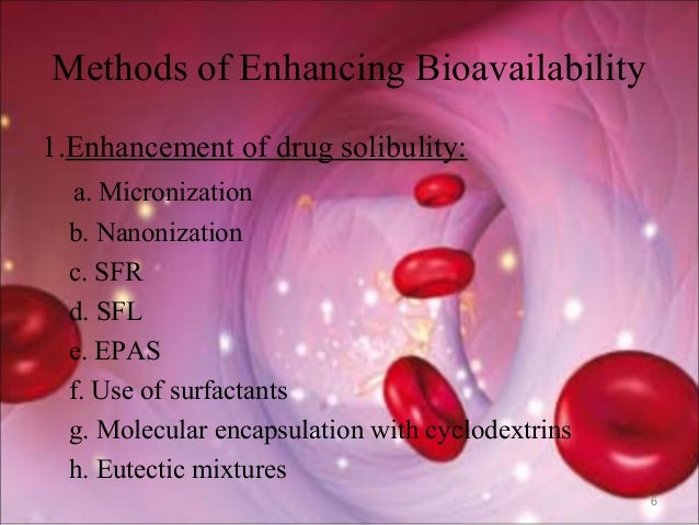 Bioavailability and methods of enhancing bioavailability Bioavailability and methods of enhancing bioavailability