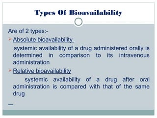 Bioavailability & bioequivalance | PPT