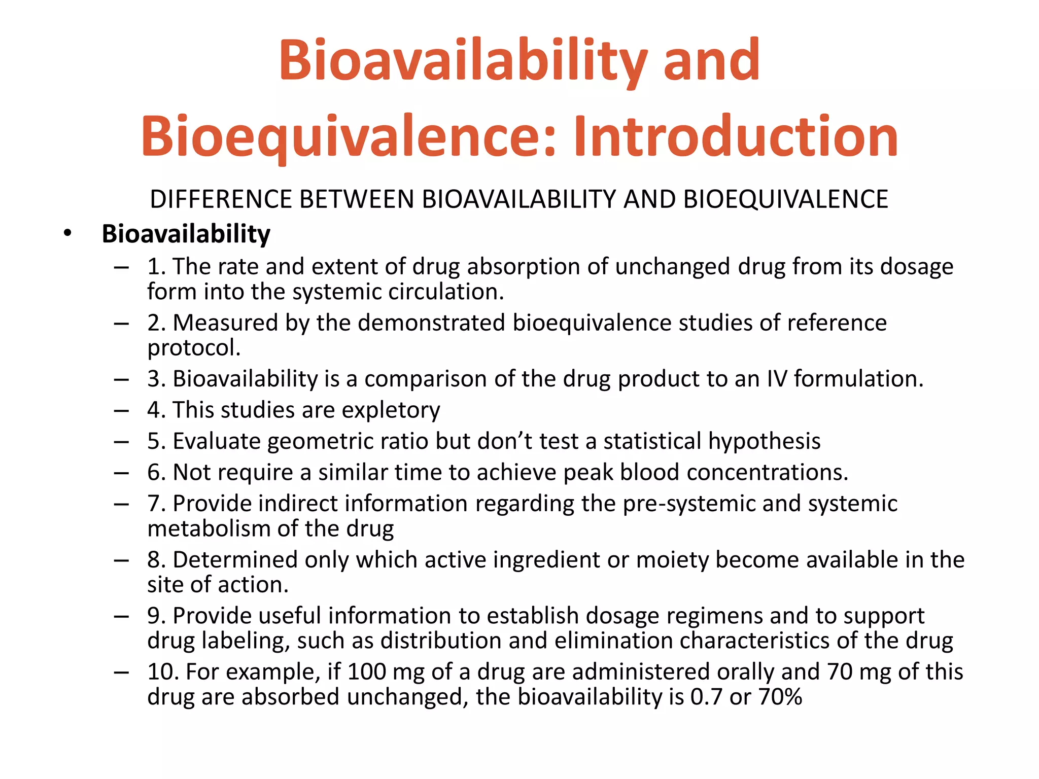 Bioavailability & Bioequivalance | PDF