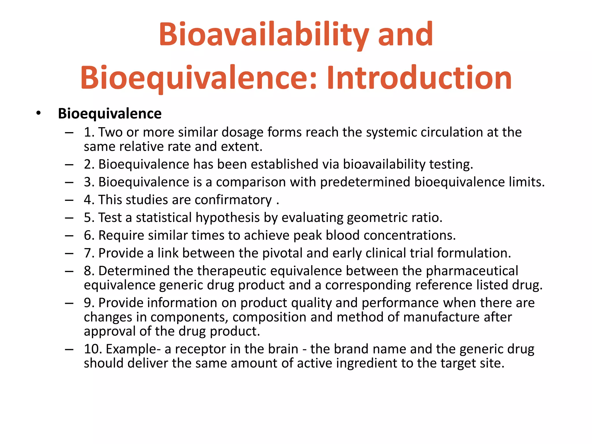 Bioavailability & Bioequivalance | PDF
