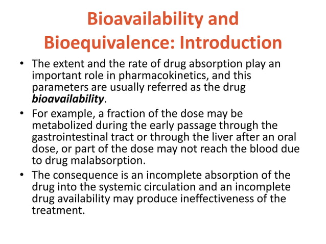 Bioavailability & Bioequivalance | PDF | Pharmaceutical Industry ...