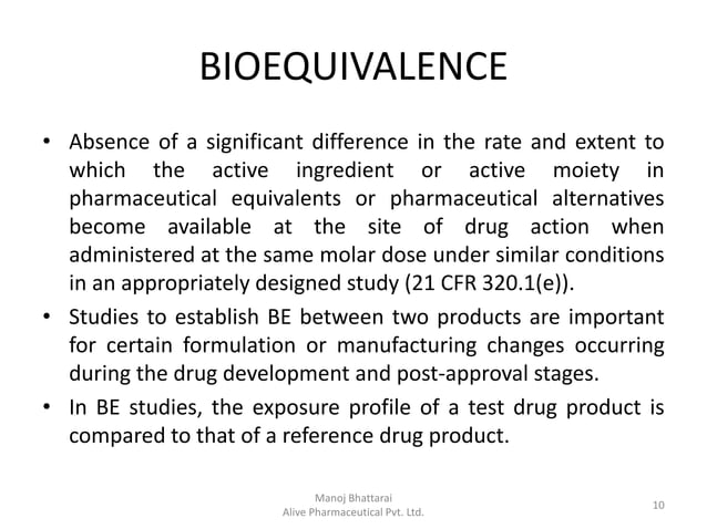 Bioavailability, Bioequivalence and Biowaiver | PPTX | Pharmaceutical ...