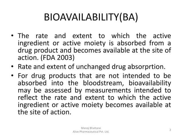 Bioavailability, Bioequivalence and Biowaiver | PPTX | Pharmaceutical ...