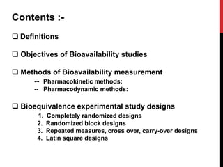 Bioavailability & Bioequivalence Studies | PPTX