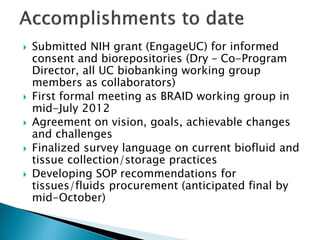UC BRAID Biobanking | PDF