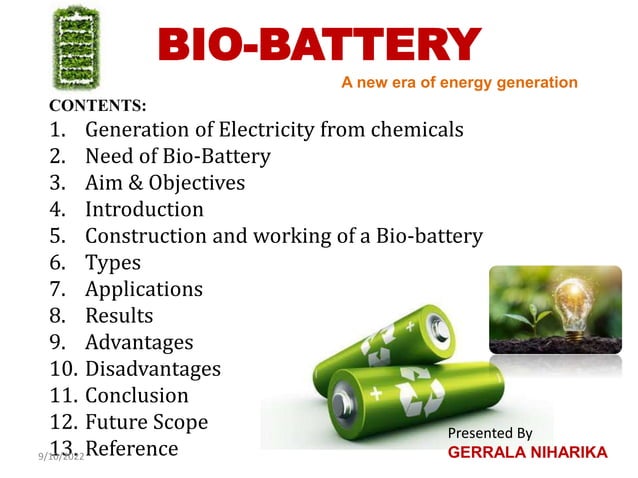 Bio Battery- New Era of Energy | PPTX