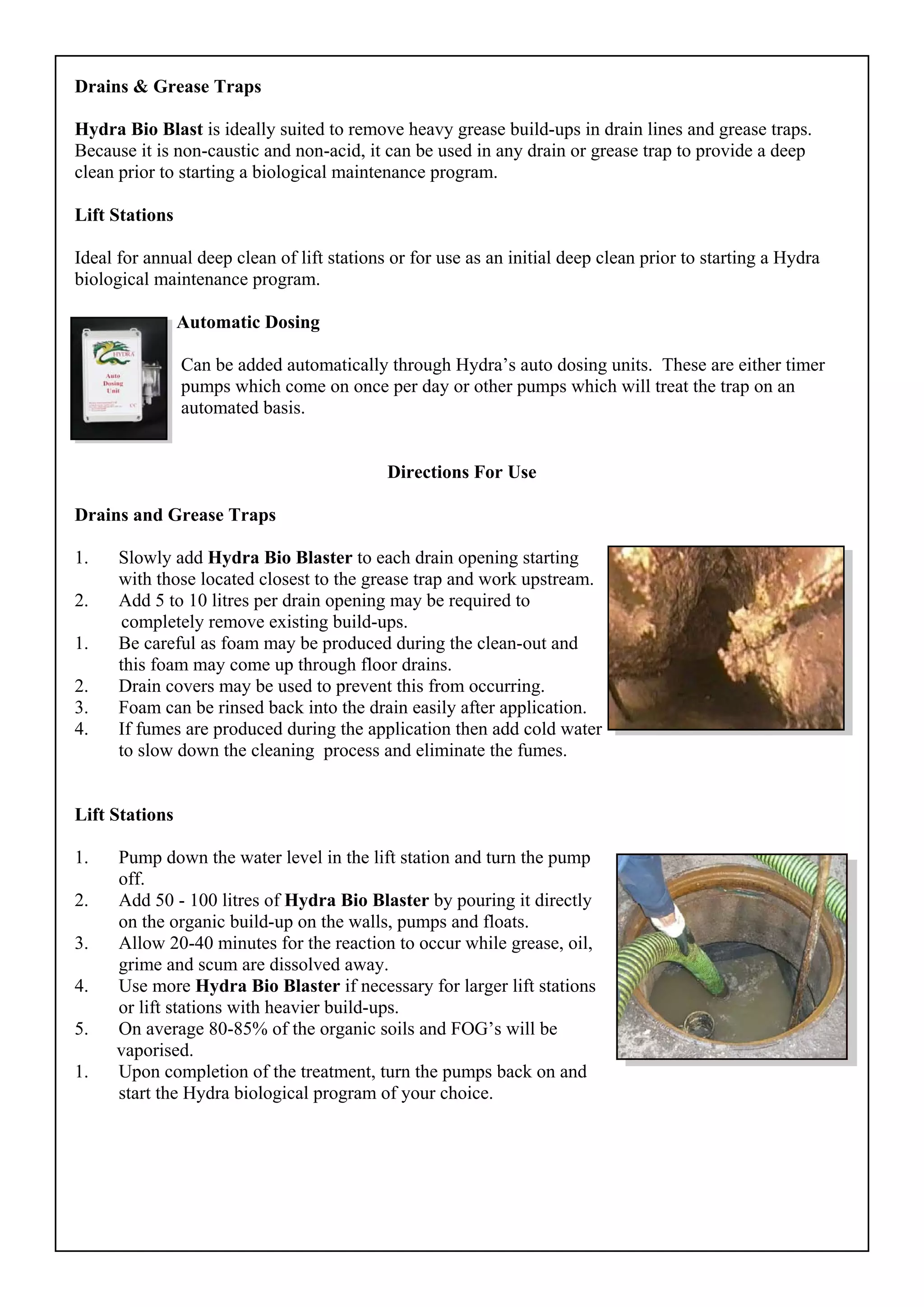 Clear Clogged Sewer Drains - Hydra Bio Blast | PDF