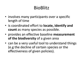 Bio blitz & citizen science projects | PPT