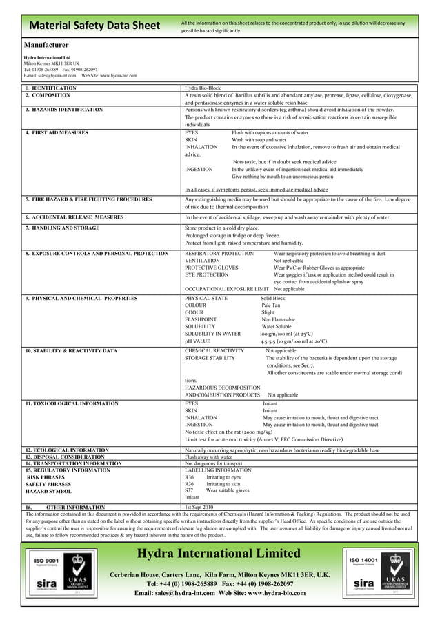 Hydra Bio Blocks for Grease Trap Bacteria Treatment | PDF