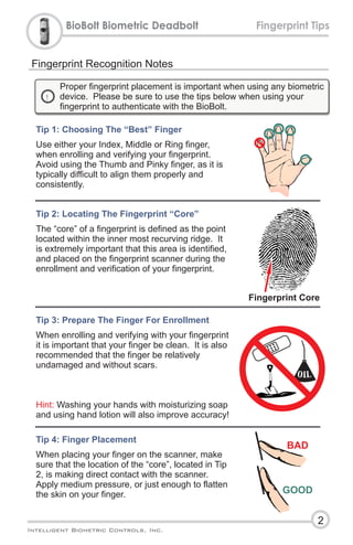 BioBolt X2 Fingerprint Deadbolt Manual | PDF