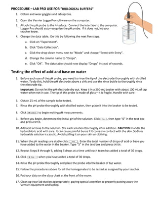 Bio bufferlab | DOCX | Chemistry | Science