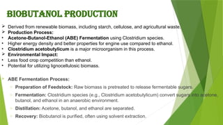 BIOBUTANOL AND ETHANOL PRODUCTION.pptx - Panchami | PPT