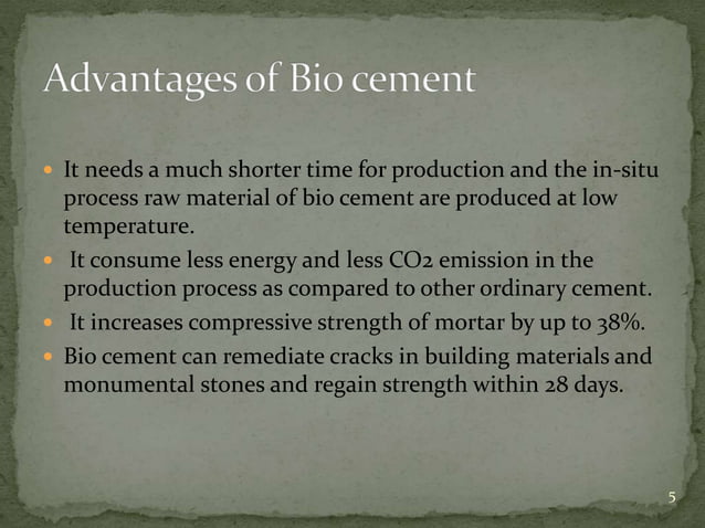 Bio Cement An Eco Friendly Construction Material | PPTX | Chemistry ...