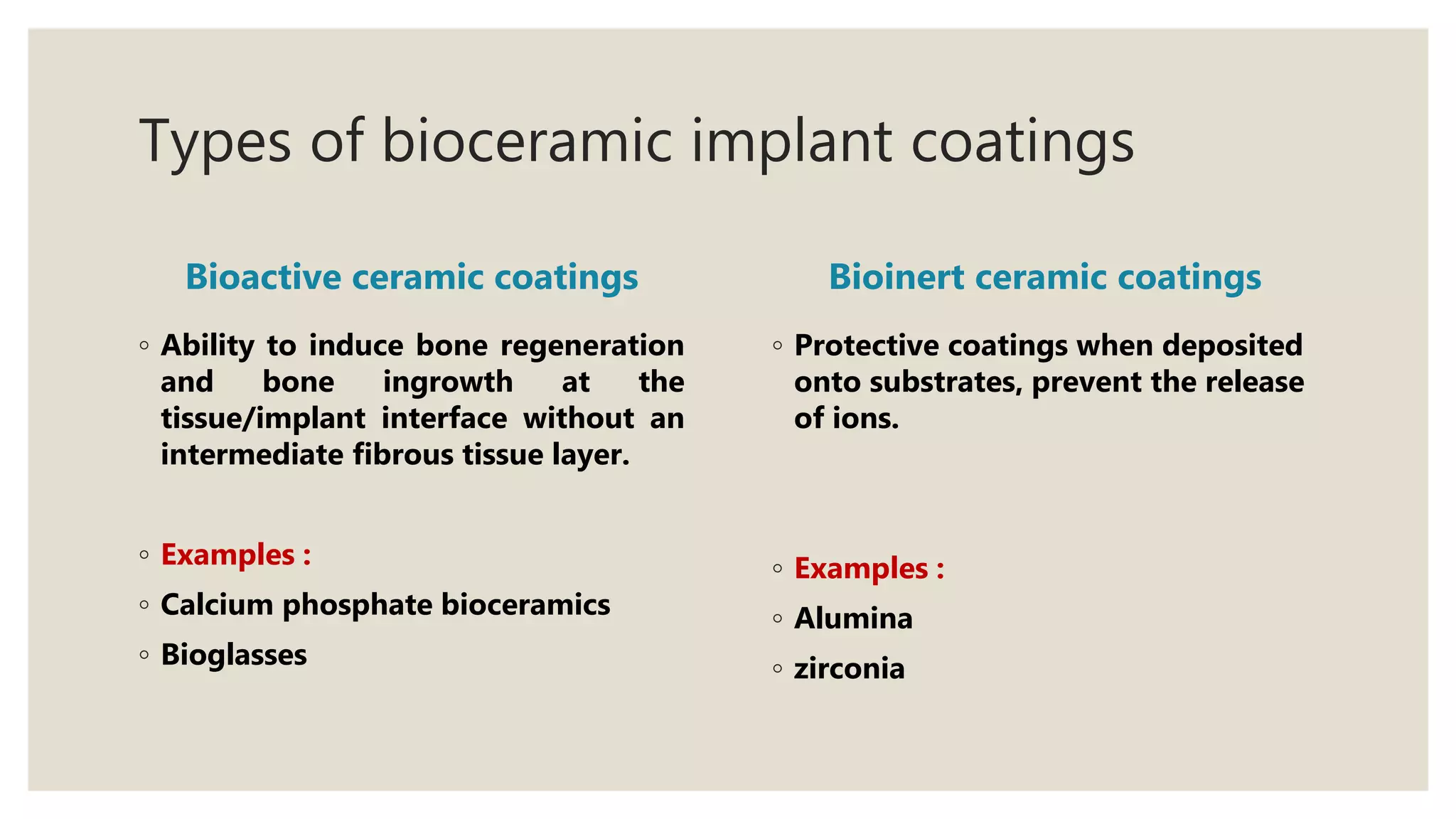 Bioceramic dental implant coatings :Techniques of fabrication | PPTX
