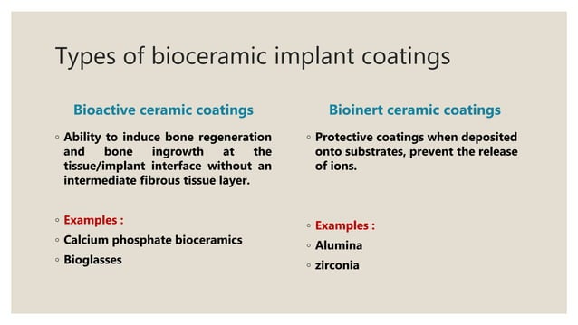 Bioceramic dental implant coatings :Techniques of fabrication | PPTX