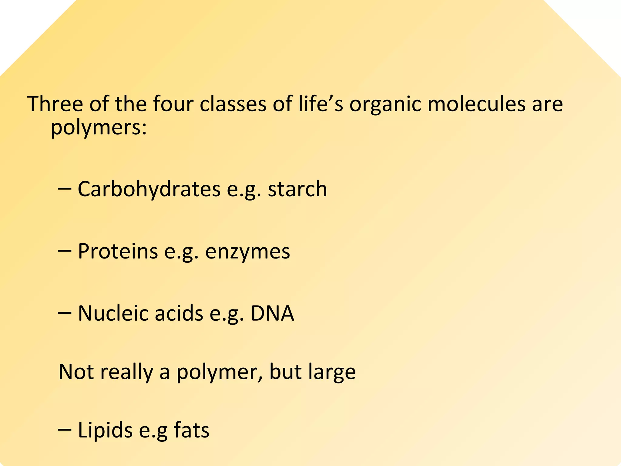Bio Chapter 5: Macromolecules | PPT
