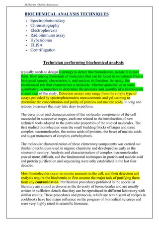 Biochemical analysis techniques | PDF