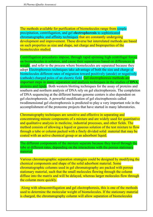 Biochemical analysis techniques | PDF | Chemistry | Science