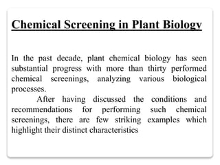 Biochemical and molecular level screening system and their strategies ...