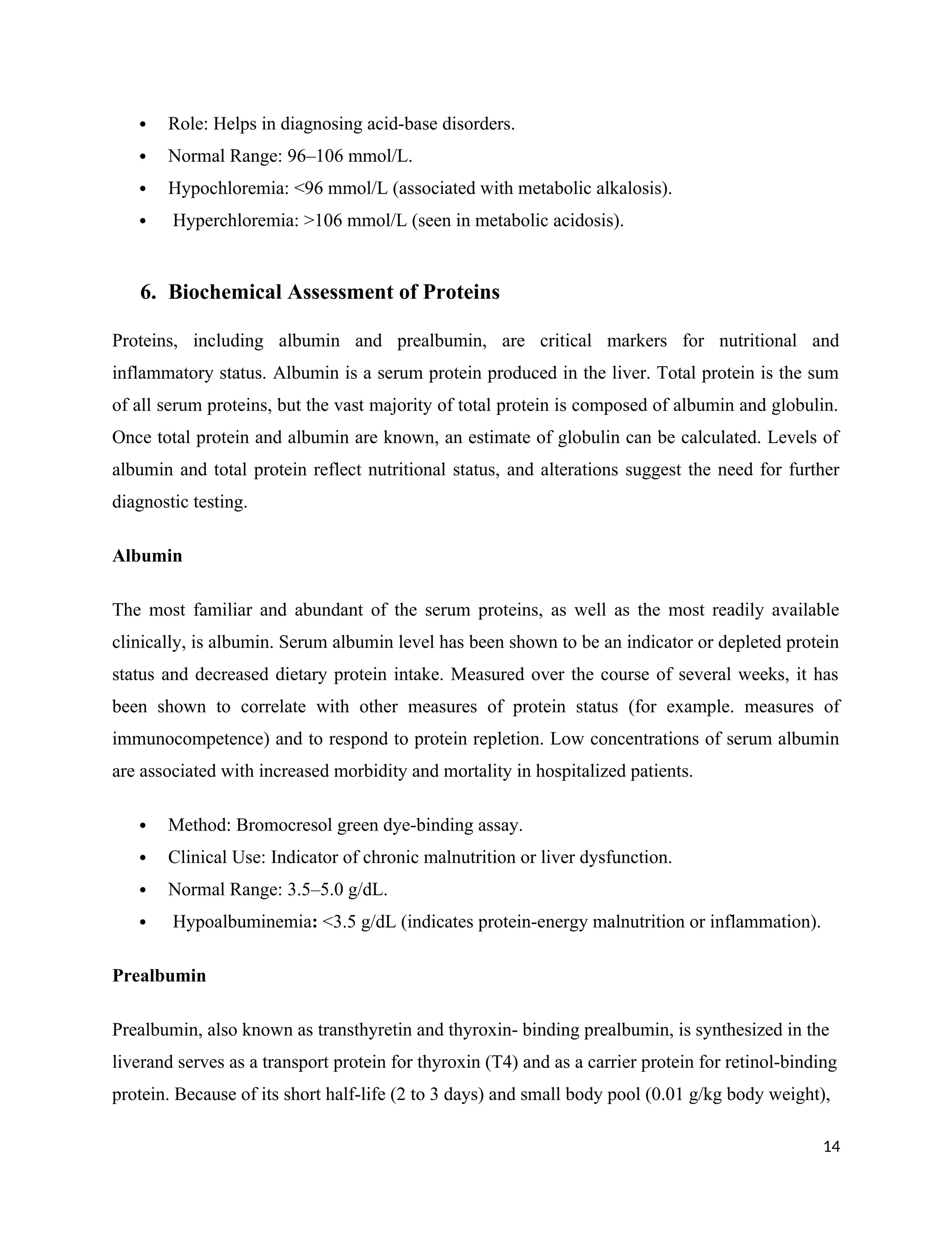 Biochemical assesment of nutritional status docx | PDF