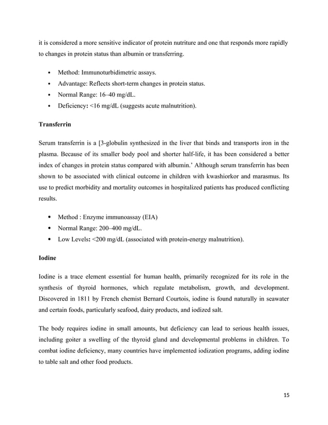 Biochemical assesment of nutritional status docx | PDF