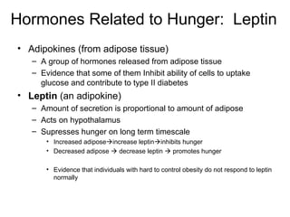 Lecture slides on the topic BIOCHEMICAL BASIS OF HUNGER.ppt