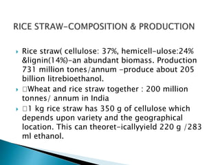 Biochemical conversion of rice straw into bioethanol | PPTX