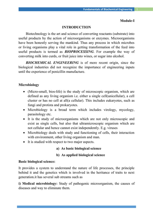 Bio chemical engg notes | PDF | Biotech and Biomedical Industry ...