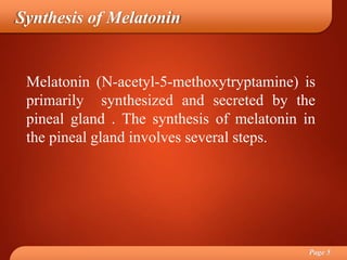 Biochemical function of melatonin | PPTX