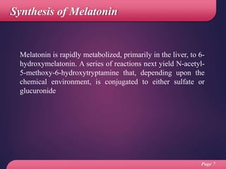 Biochemical function of melatonin | PPTX