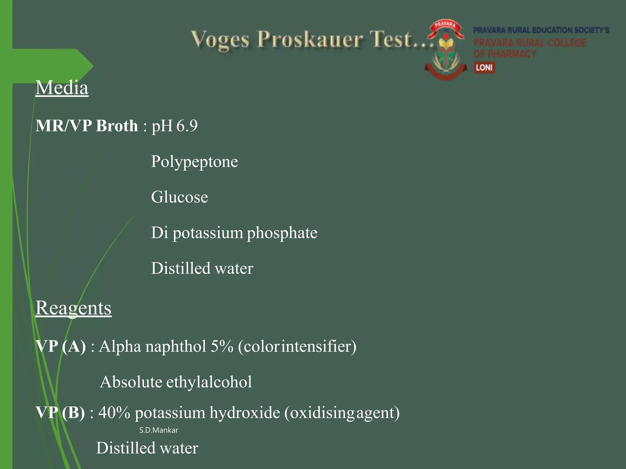 Biochemical test for identification of Bacteria | PPTX