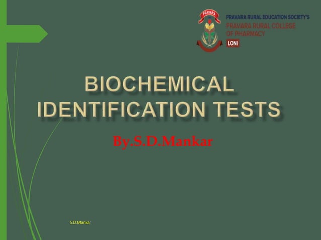 Biochemical test for identification of Bacteria | PPTX | Chemistry ...