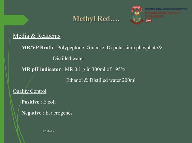 Biochemical test for identification of Bacteria | PPTX | Chemistry ...