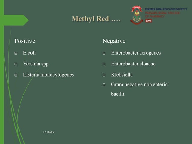 Biochemical test for identification of Bacteria | PPTX | Chemistry ...