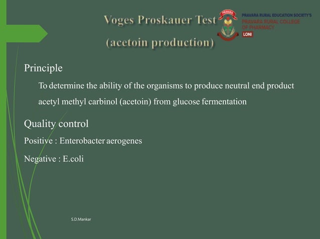 Biochemical test for identification of Bacteria | PPTX | Chemistry ...