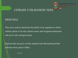 Biochemical test for identification of Bacteria | PPTX