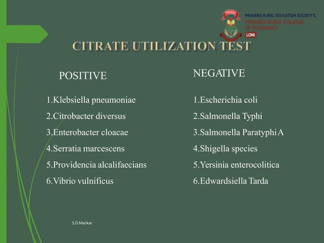 Biochemical test for identification of Bacteria | PPTX | Chemistry ...
