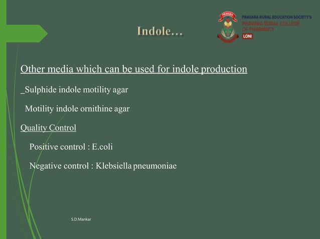 Biochemical test for identification of Bacteria | PPTX | Chemistry ...
