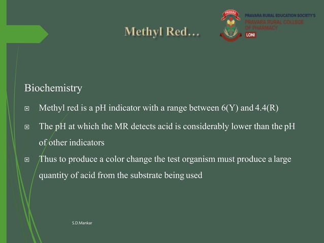 Biochemical test for identification of Bacteria | PPTX | Chemistry ...