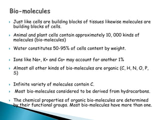 Biochemical organization of the cell | PPTX