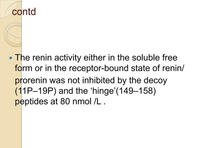 Biochemical properties of renin and prorenin binding | PPT