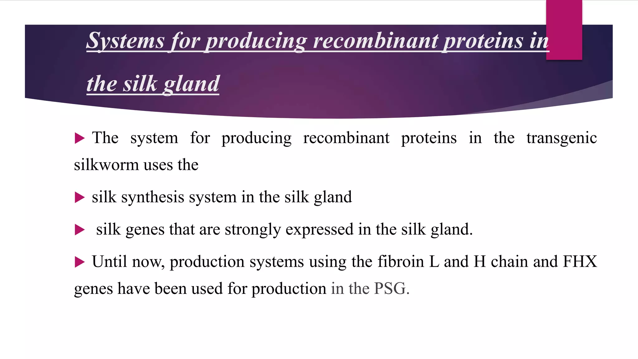 Biochemical studies on the formation of silk protein | PPTX