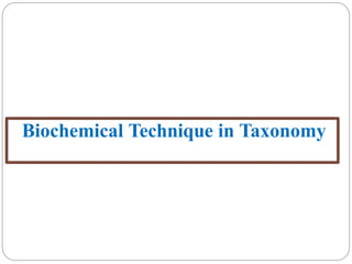 biochemical technique in taxonomy studies | PPTX