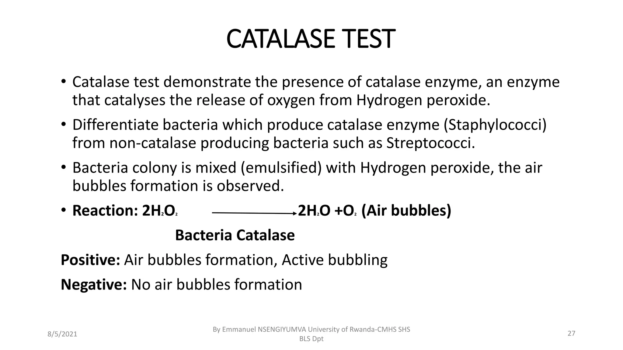 BACTERIA IDENTIFICATION TESTS | PPTX