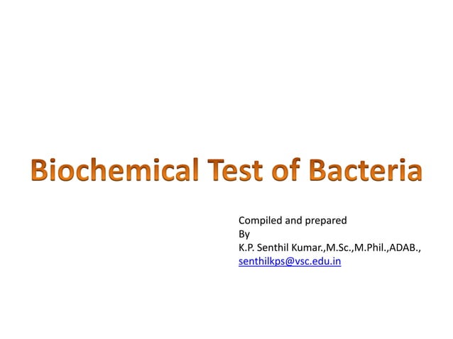 Biochemical test of bacteria | PPTX | Chemistry | Science