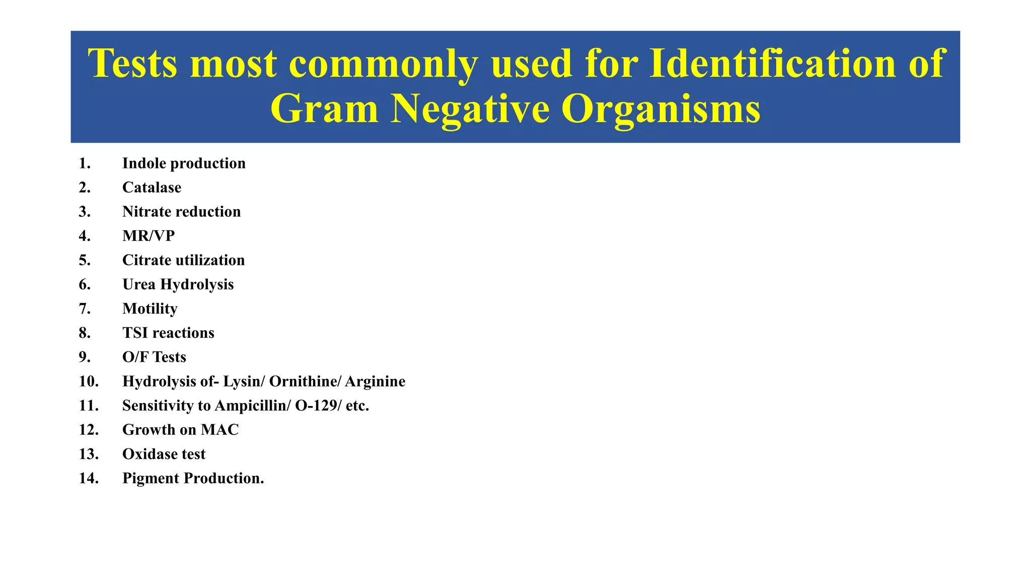 Biochemical tests for bacterial identification | PPTX