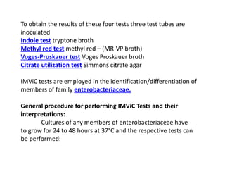 Biochemical tests for characterization of bacteria | PDF