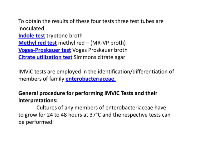 Biochemical tests for characterization of bacteria | PDF