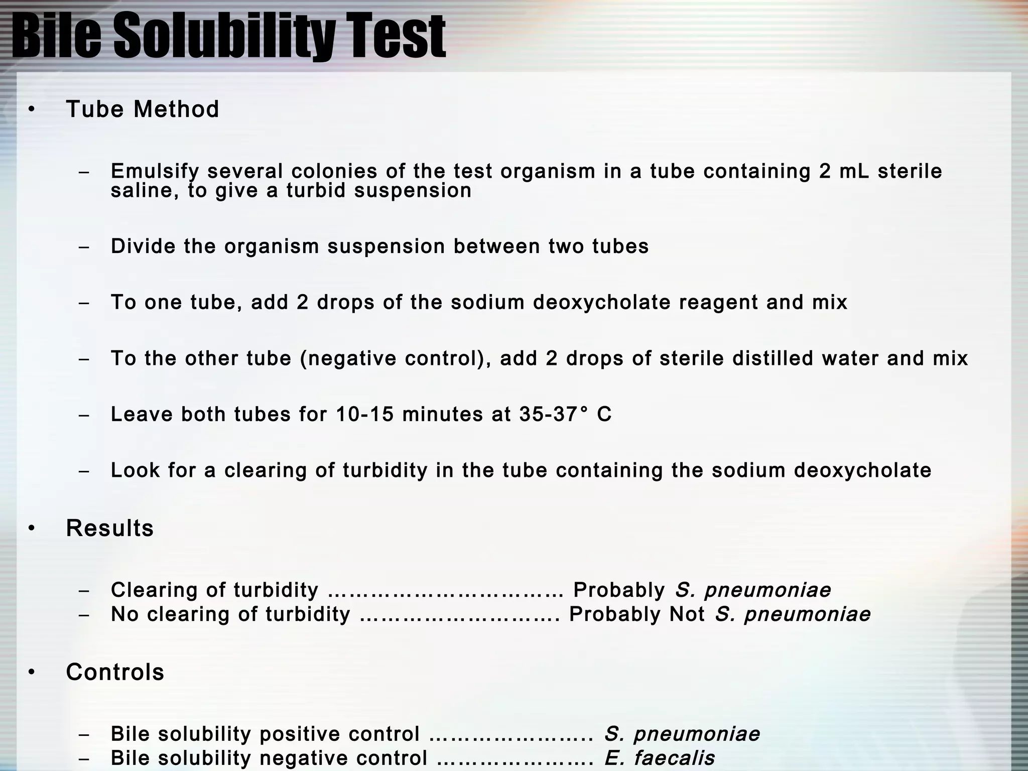 Biochemical tests for gram positive cocci | PPT